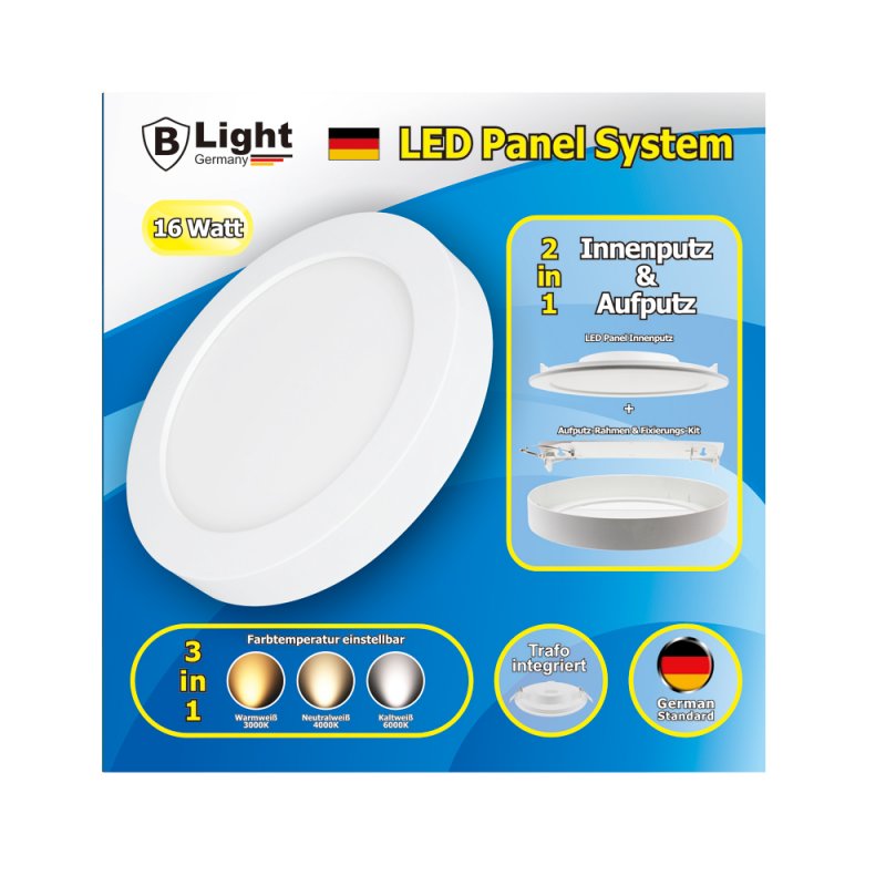 LED Panel System 6in1 - 16 Watt - Rund - BAHAMA Warenvertriebs GmbH